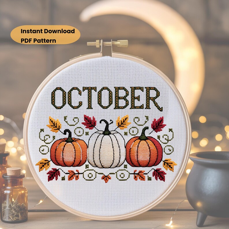 Pumpkin Cross Stitch PDF, Thanksgiving Sampler, Cozy Autumn Embroidery ...
