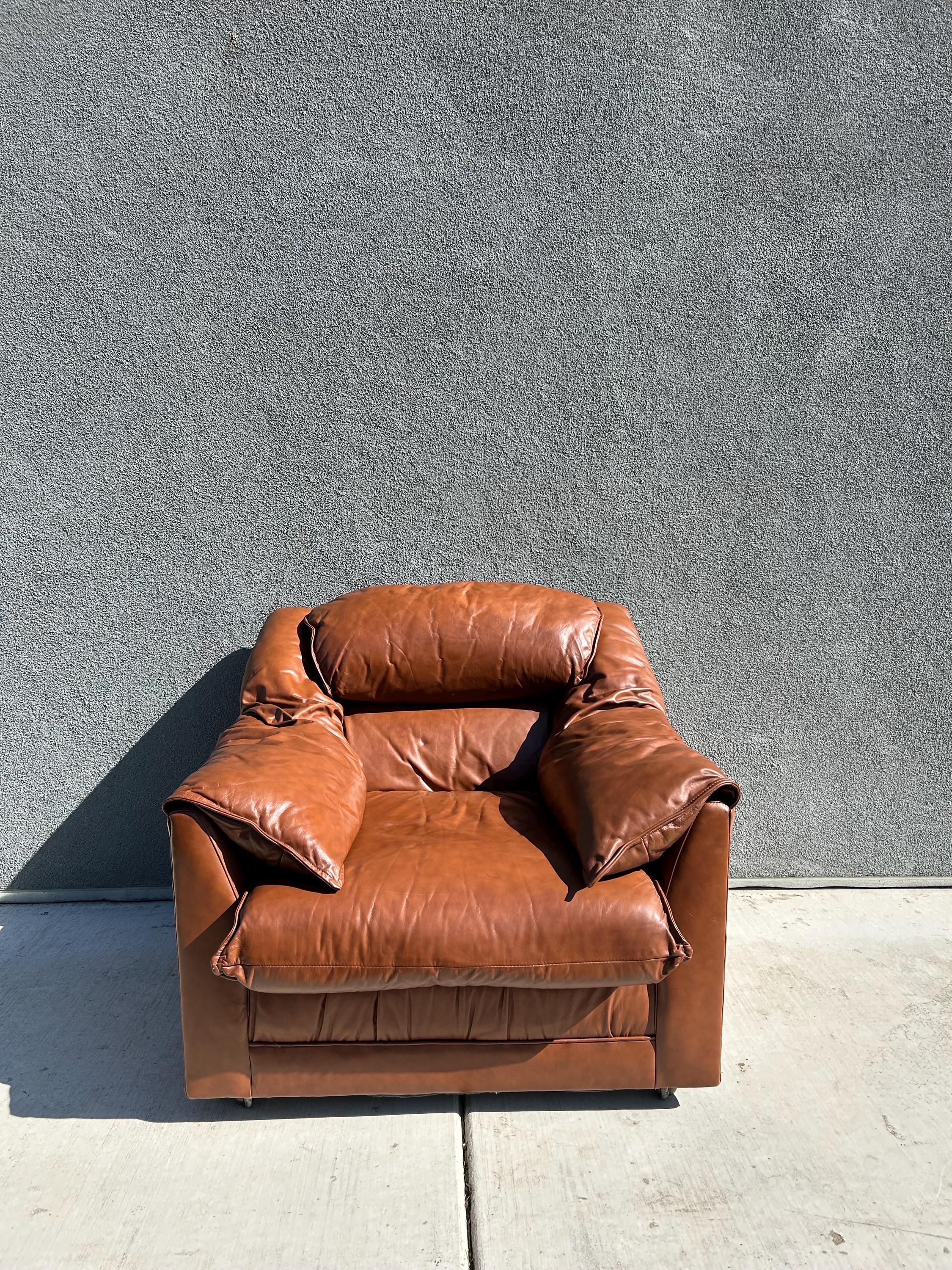 Vintage Mid-century Modern Emerson Tan Leather Lounge Chair - Etsy