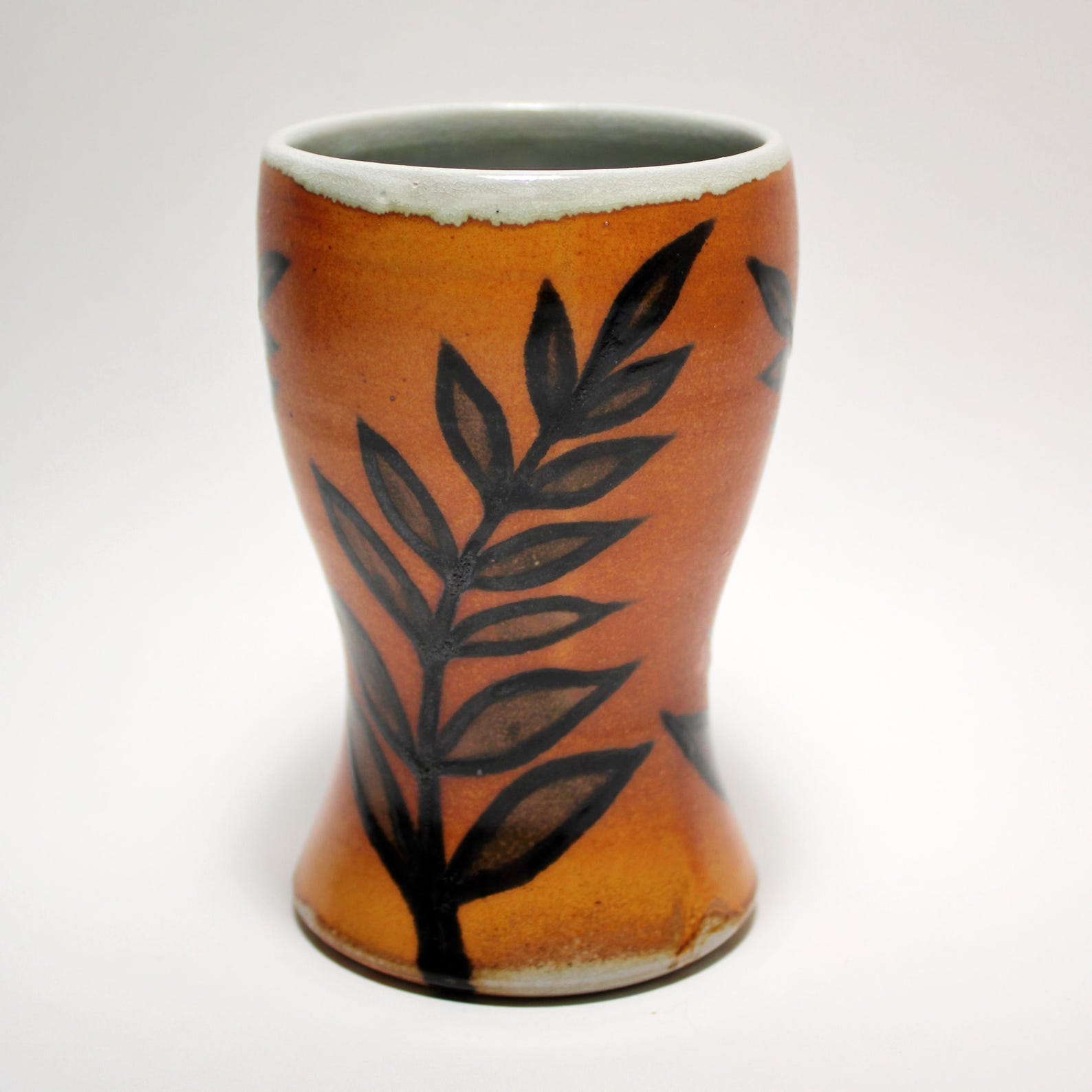 Black Vine Painted Ceramic Pilsner Cup - Handmade Ceramic Cup - Etsy