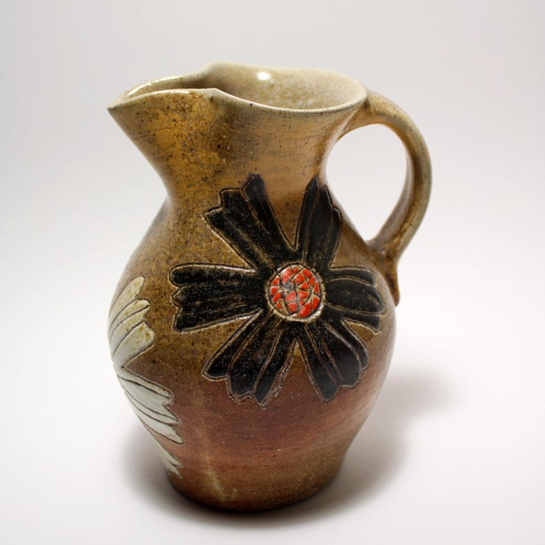 Black and White Flower Pitcher - Handmade Ceramic Pitcher - Etsy