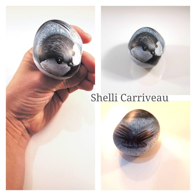 Painted Rock Chickadee by Shelli Carriveau - Etsy