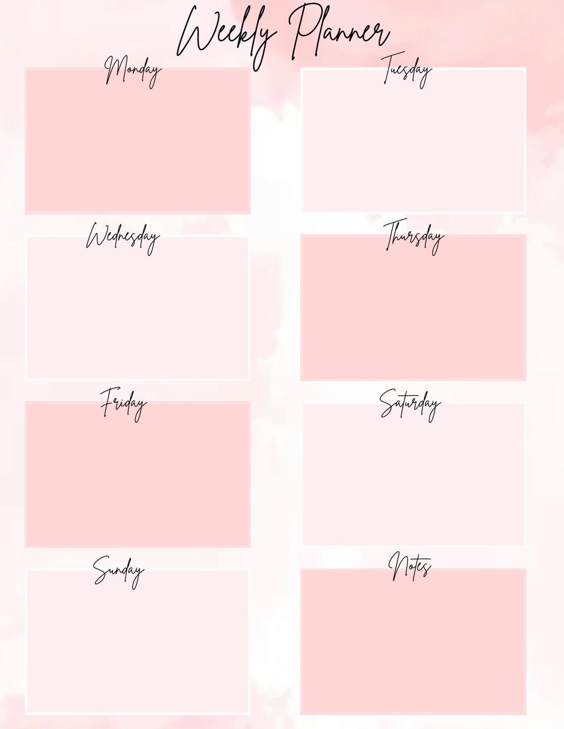 Weekly Planner Template - Etsy