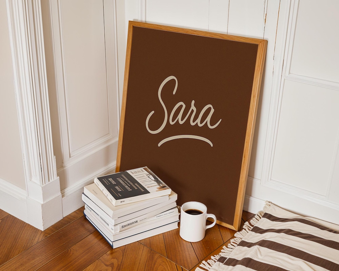 Sara Name Wall Art Print, Minimalist Typography Poster, Modern Brown ...