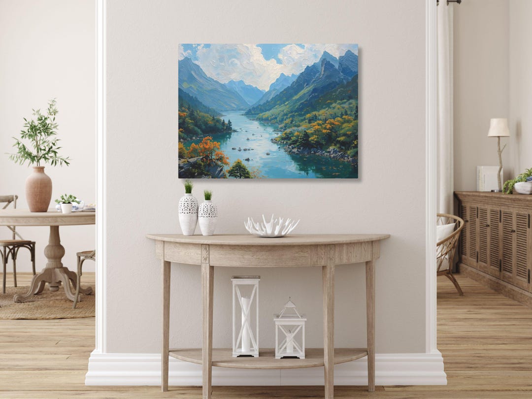 Deep River Valley Saikei Gallery Wrapped Canvas | Wabi-sabi Japanese ...
