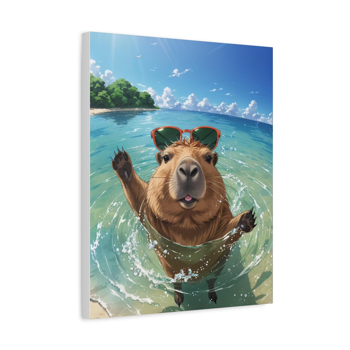 Capybara Beach Art Print, Animal Decor, Summer Vibes, Fun Home Wall Art ...