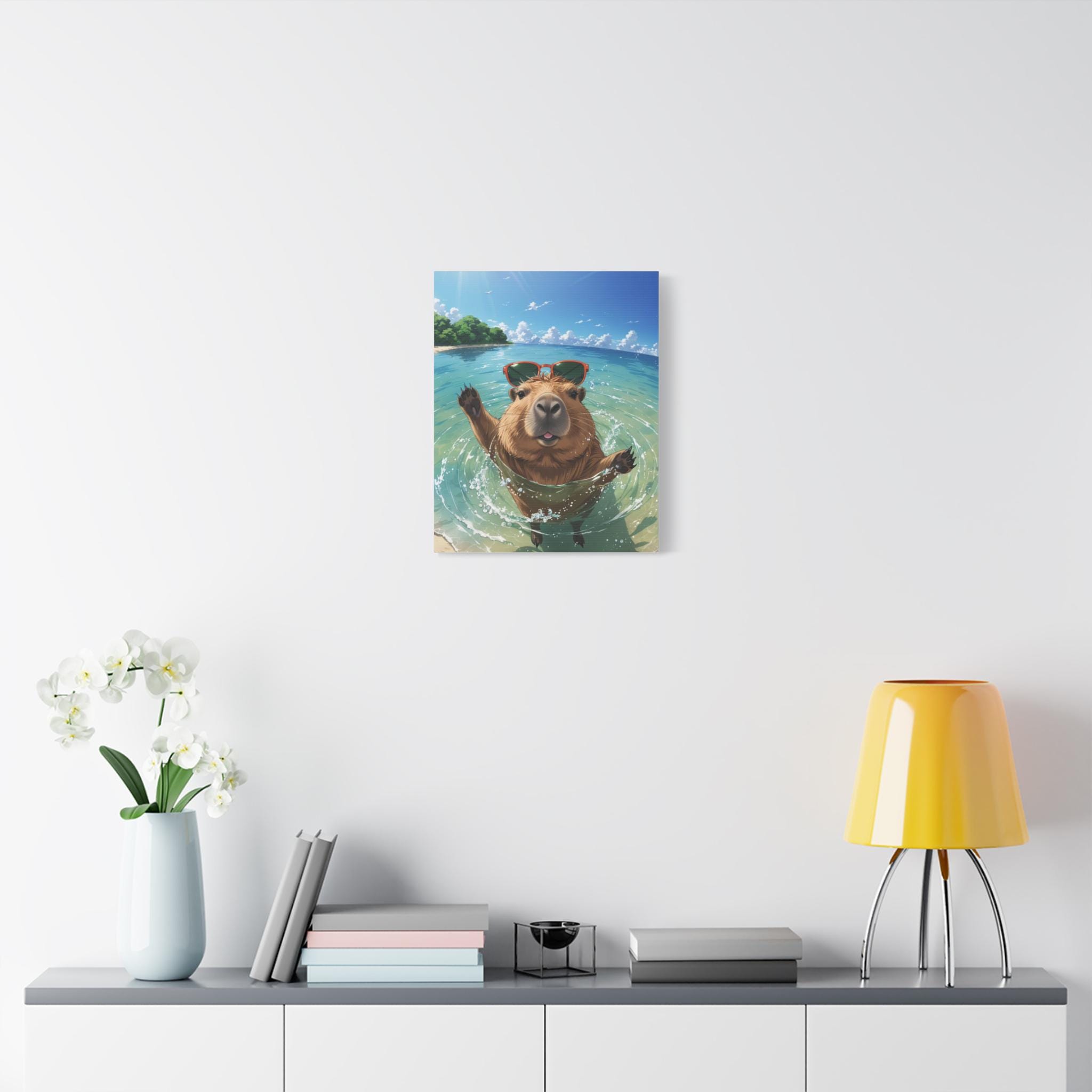 Capybara Beach Art Print, Animal Decor, Summer Vibes, Fun Home Wall Art ...