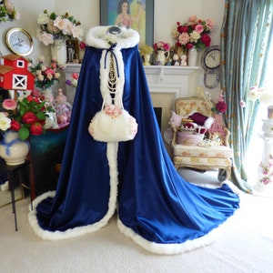 Bridal King Queen Cape 52/67 Inch Sweeping-train Navy-blue-bright ...