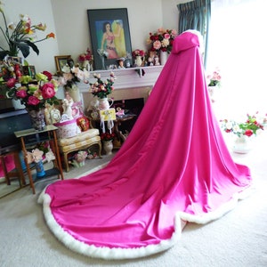 Valentine Queen Bridal Cape Pageant-train 55/104 Inch Hot-pink / Pink ...