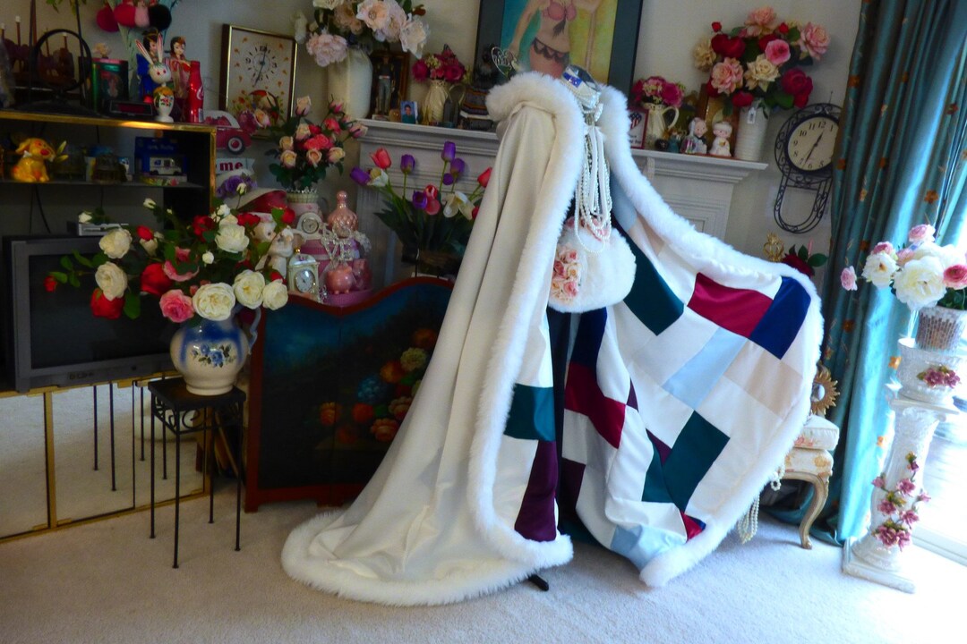 Patchwork-quilt 52/67 Inch Cloak of Many Colors of Satin Bridal Cape ...