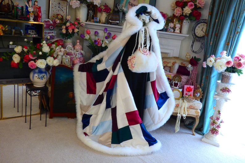 Patchwork-quilt 52/67 Inch Cloak of Many Colors of Satin Bridal Cape ...