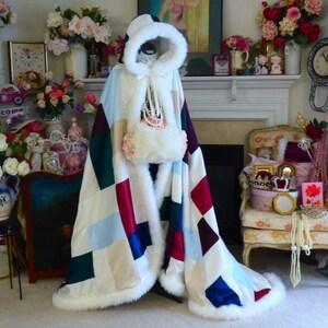Patchwork-quilt 52/67 Inch Cloak of Many Colors of Satin Bridal Cape ...