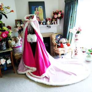 Valentine Queen Bridal Cape Pageant-train 55/104 Inch Hot-pink / Pink ...