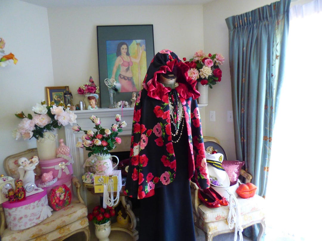 Red Flower Print Bridal Cape 30-inch Floral Satin/ Claret Satin Wedding ...