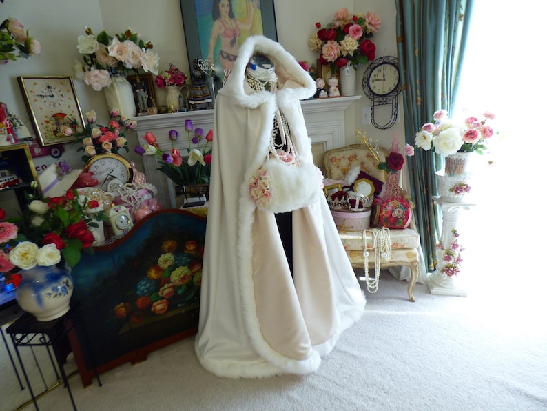 Winter Princess Bridal Cape 52 Inch Champagne / Ivory Satin - Etsy