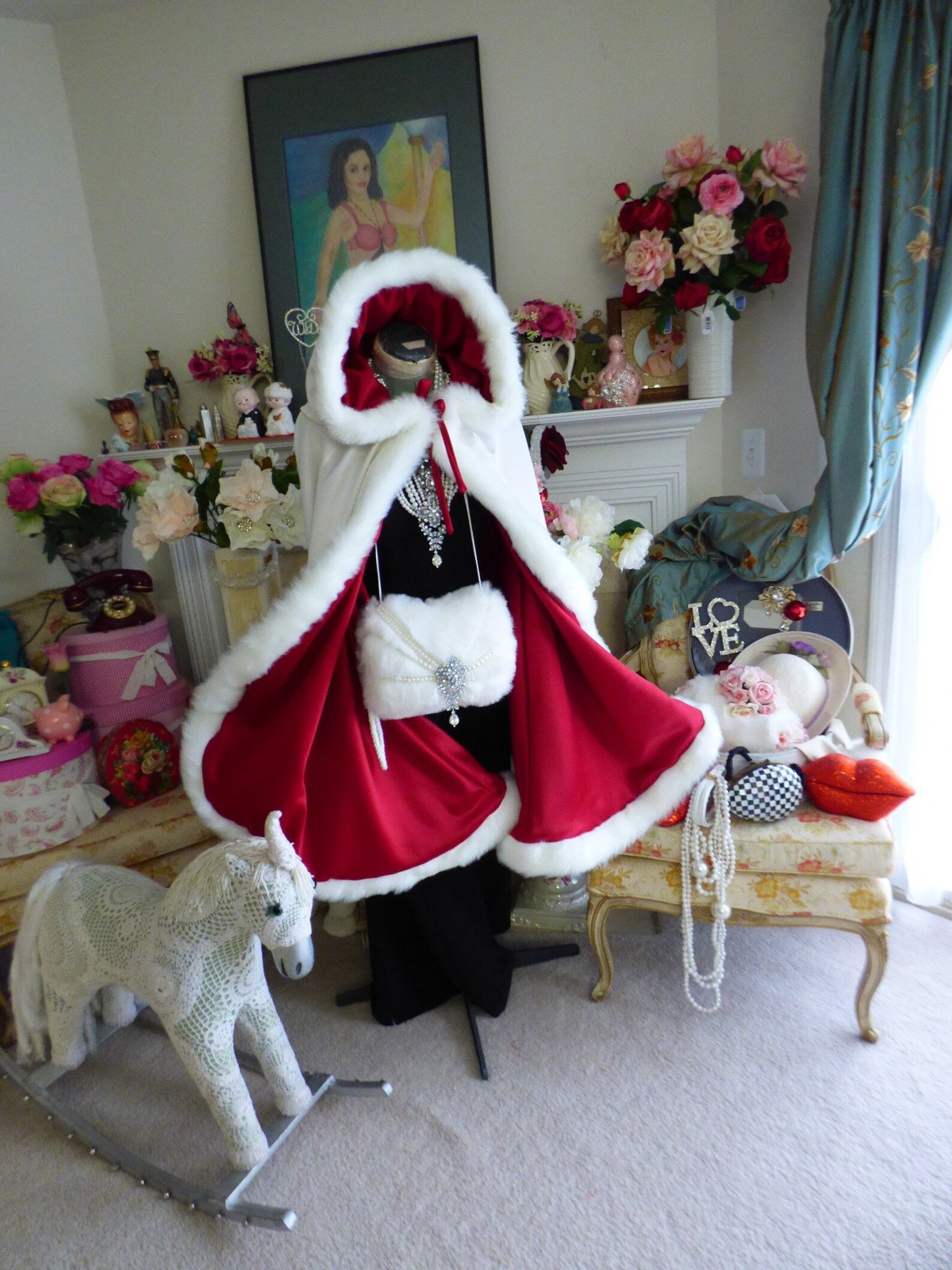 Christmas Bridal Cape Medium-length Claret apple Red / IVORY - Etsy