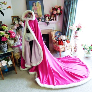 Valentine Queen Bridal Cape Pageant-train 55/104 Inch Hot-pink / Pink ...