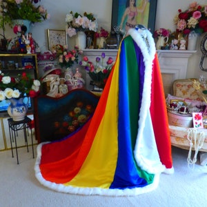 Lgbtq-pride Wedding Cape Reversible Rainbow/ White Satin - Etsy