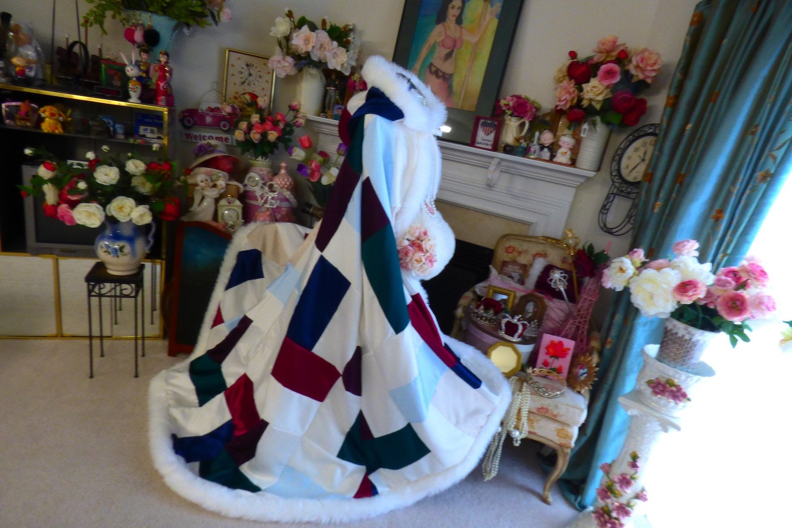 Patchwork-quilt 52/67 Inch Cloak of Many Colors of Satin Bridal Cape ...