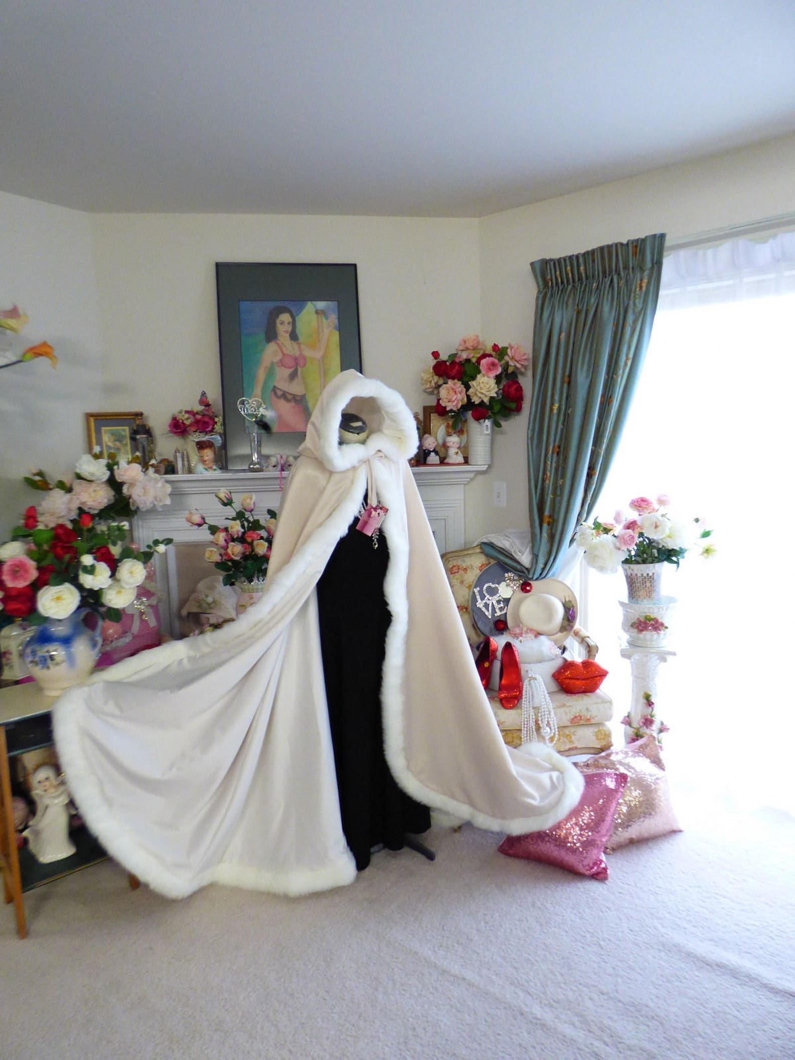Winter Princess Bridal Cape 52 Inch Champagne / Ivory Satin | Etsy