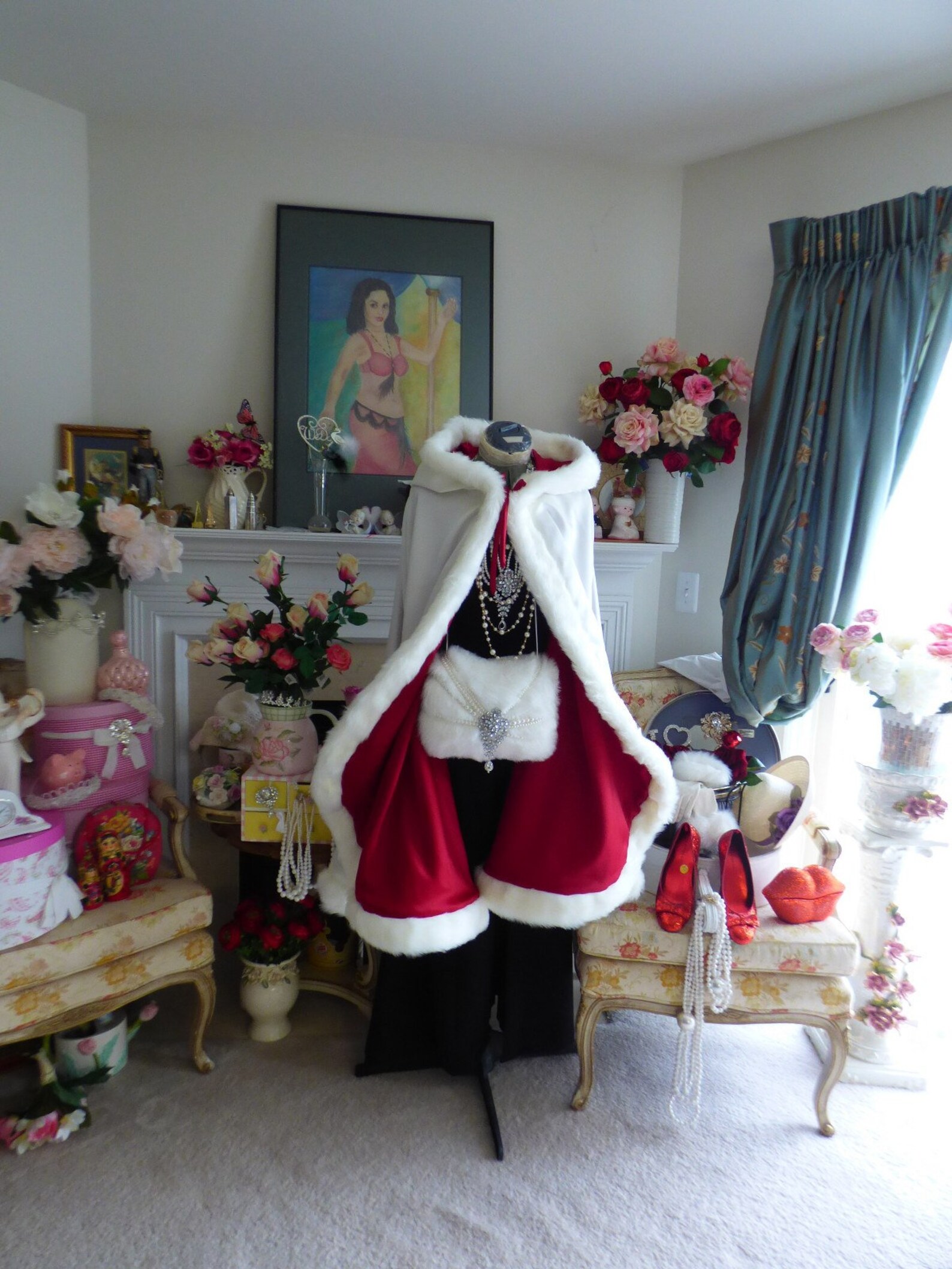 Christmas Bridal Cape Medium-length Claret apple Red / IVORY - Etsy