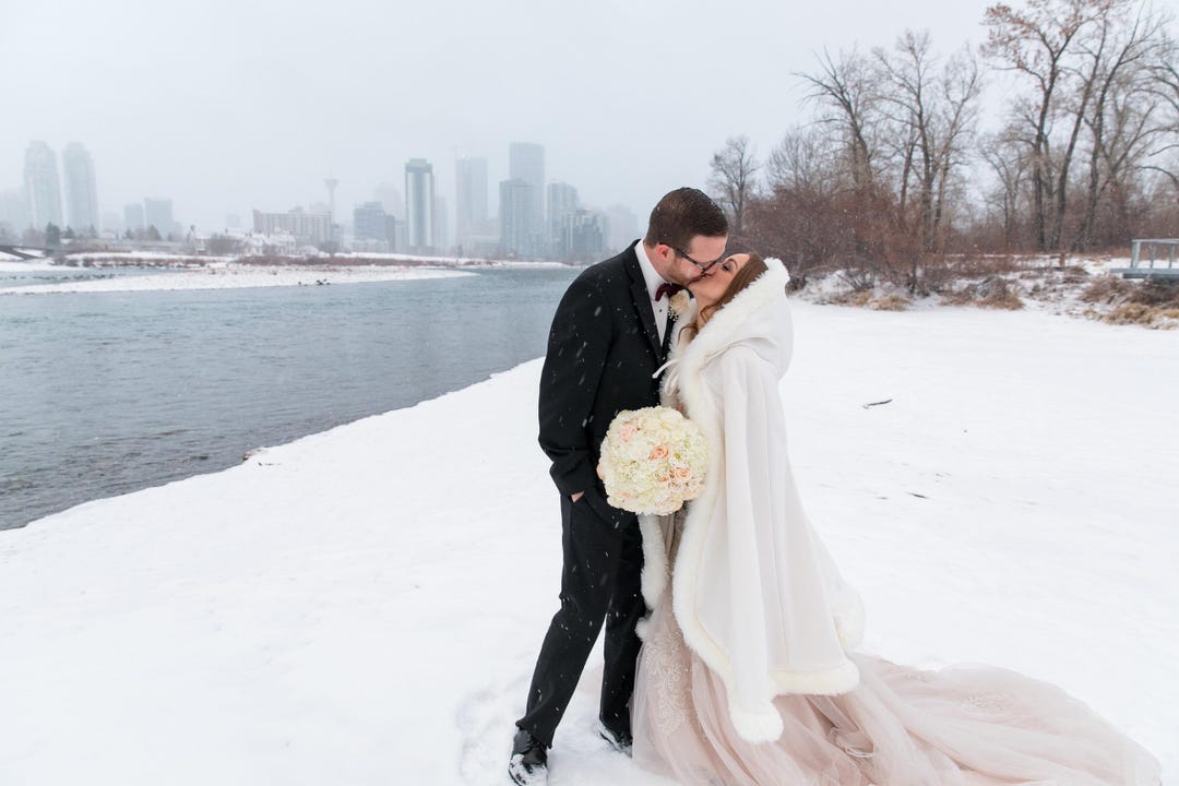 Winter Queen Bridal Cape Medium-length 37-inch Ivory / Ivory Satin ...