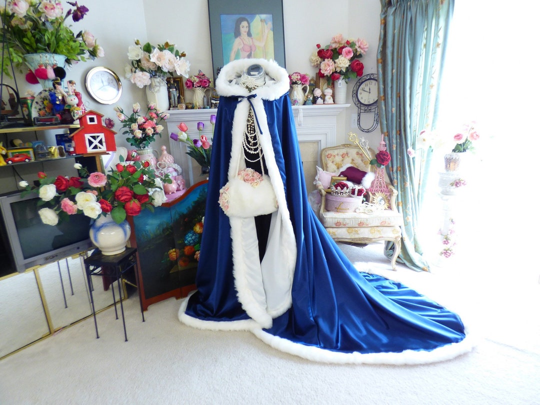 Bridal King Queen Cape 52/67 Inch Sweeping-train Navy-blue-bright ...