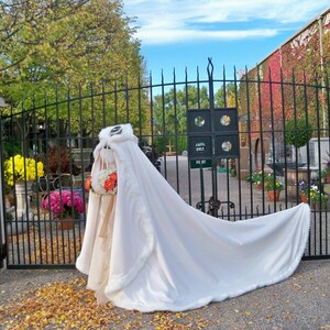 Winter Queen Bridal Cape Pageant Train Extra-long 55"/100" Ivory ...