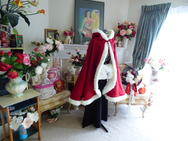 Christmas Bridal Cape Medium-length Claret apple Red / IVORY - Etsy