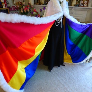Lgbtq-pride Wedding Cape Reversible Rainbow/ White Satin - Etsy