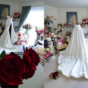 Winter Queen Bridal Cape Pageant Train Extra-long 55"/100" Ivory ...