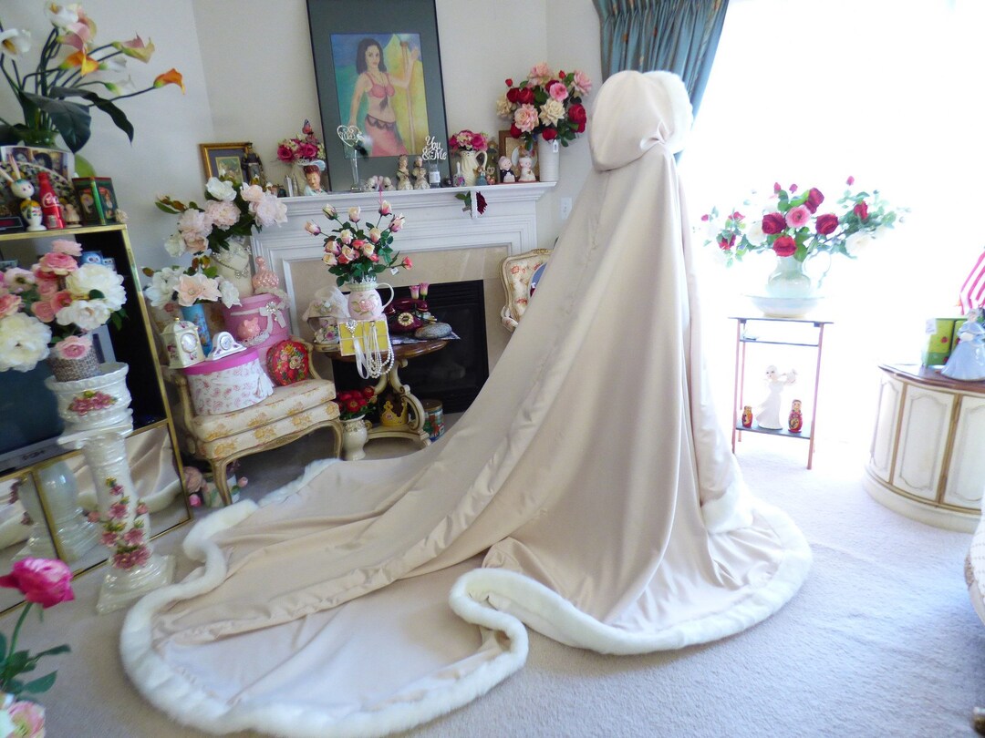 Boudoir Bridal Cape Pageant Train Extra-long 55"/100" Champagne / Ivory ...