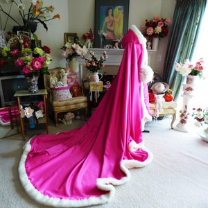 Valentine Queen Bridal Cape Pageant-train 55/104 Inch Hot-pink / Pink ...