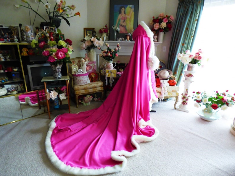 Valentine Queen Bridal Cape Pageant-train 55/104 Inch Hot-pink - Etsy
