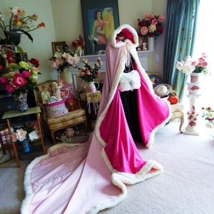 Valentine Queen Bridal Cape Pageant-train 55/104 Inch Hot-pink / Pink ...