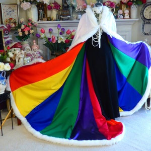 Lgbtq-pride Wedding Cape Reversible Rainbow/ White Satin - Etsy