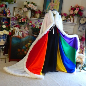 Lgbtq-pride Wedding Cape Reversible Rainbow/ White Satin - Etsy