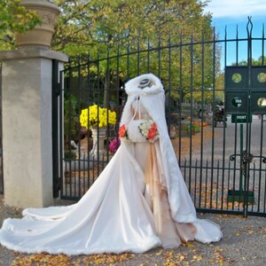 Winter Queen Bridal Cape Pageant Train Extra-long 55"/100" Ivory ...