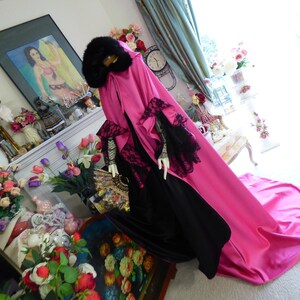 Masquerade Ball Unisex Cape 58"/70" Reversible Hot-pink / Black Satin ...