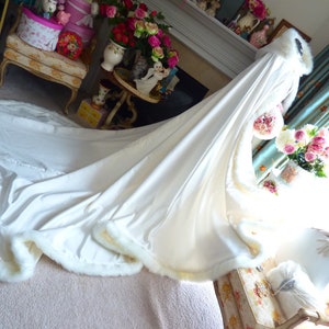 Winter Queen Bridal Cape Pageant Train Extra-long 55"/100" Ivory ...