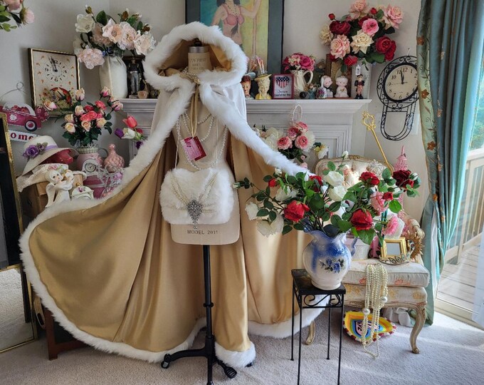 Art Deco Princess Inspired Bridal Cape 52" Full-length GOLD / IVORY ...