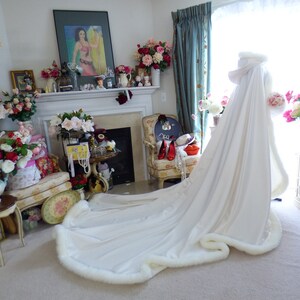 Winter Queen Bridal Cape Pageant Train Extra-long 55"/100" Ivory ...