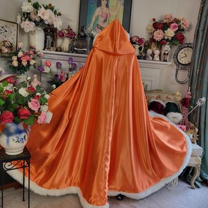 Halloween Bridal Cape 52-inch Orange-shiny / Orange-shiny Satin Full ...