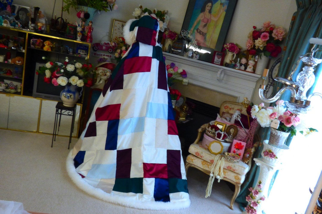 Patchwork-quilt 52/67 Inch Cloak of Many Colors of Satin Bridal Cape ...