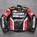 Suzuki Yoshimura Racing Leather Jacket – Black Red Moto Biker Jacket ...