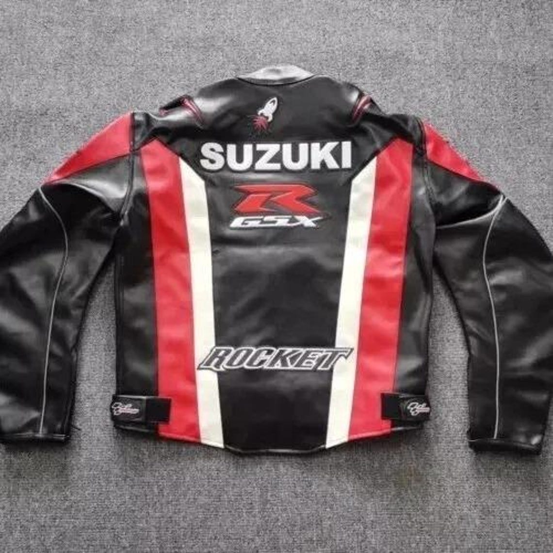 Suzuki Yoshimura Racing Leather Jacket – Black Red Moto Biker Jacket ...