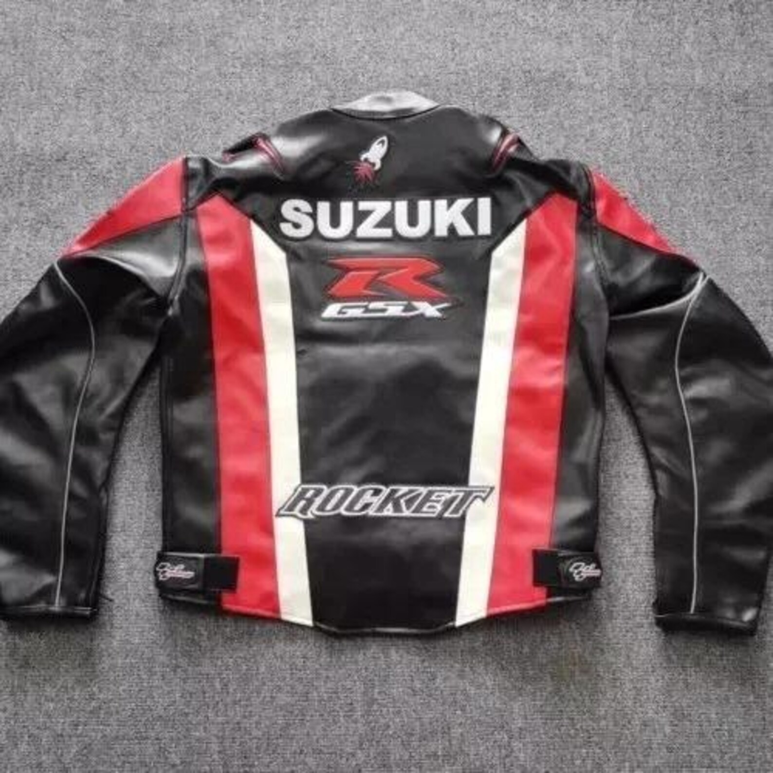 Suzuki Yoshimura Racing Leather Jacket – Black Red Moto Biker Jacket ...