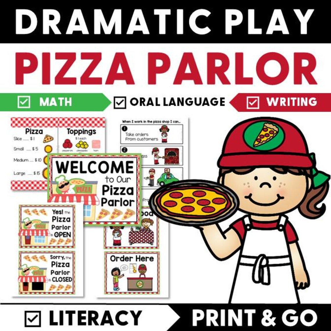 Pizza Dramatic Play Pizzeria Pretend Play Printables for Preschool and ...