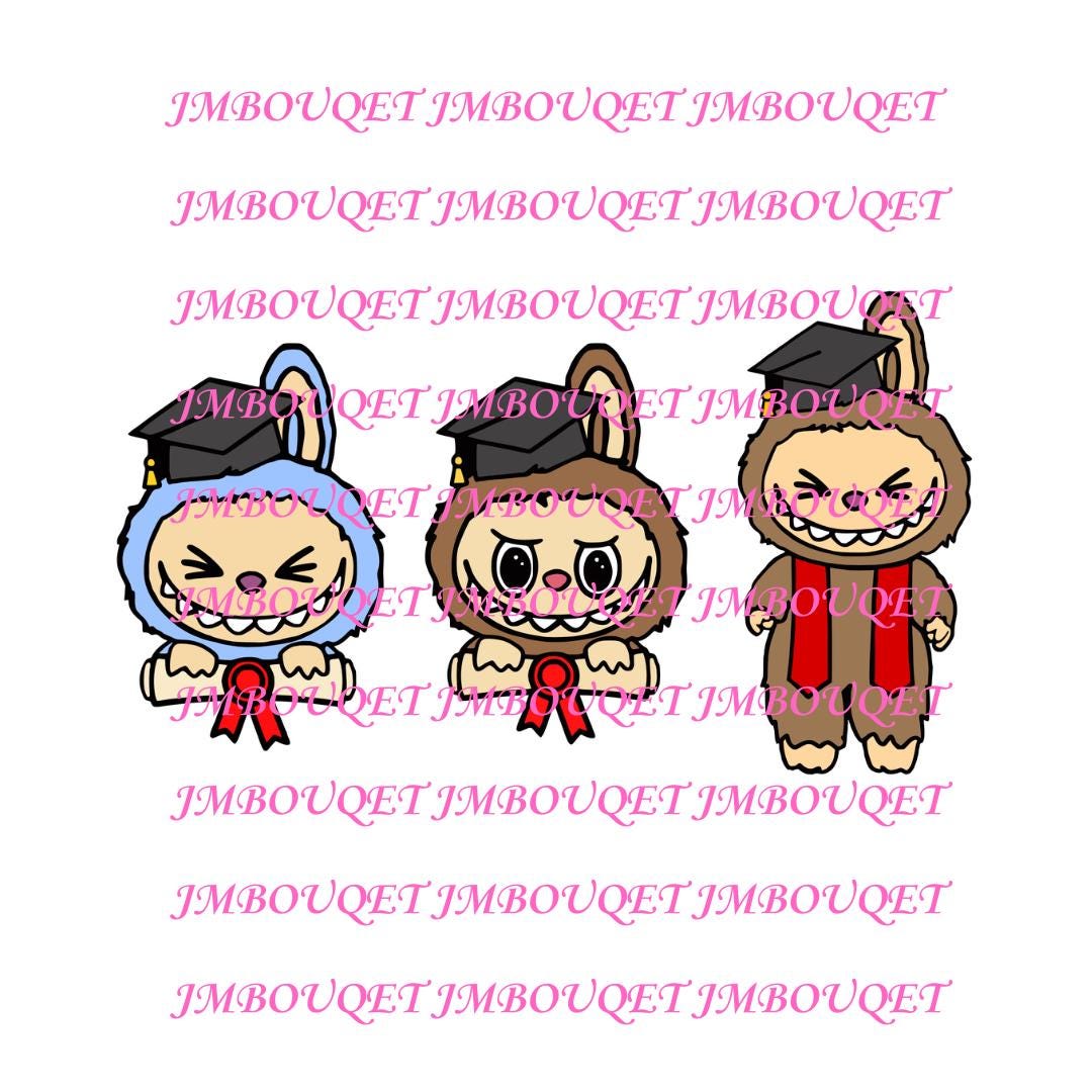 Labubu Graduation SVG 3 Pack / Labubu Graduation Day Topper para buquês ...