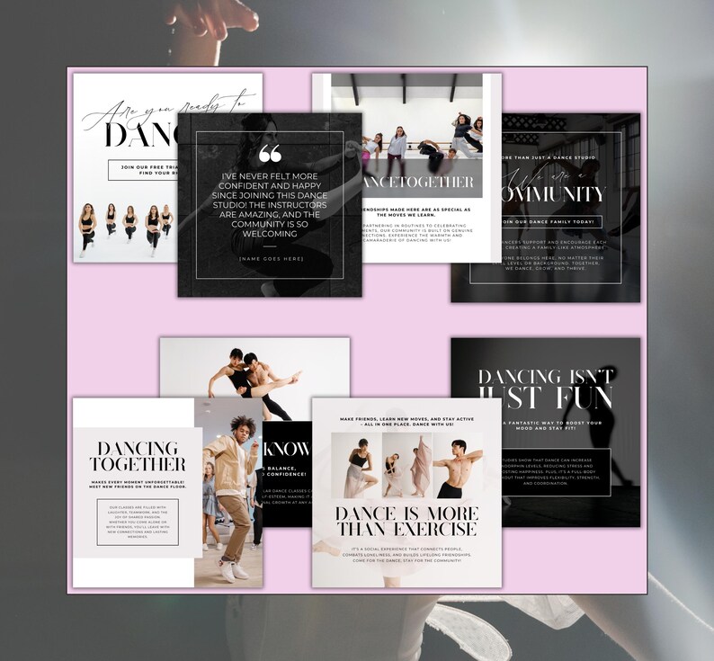 Dance Studio Social Media Posts Editable Dance Studio Instagram ...