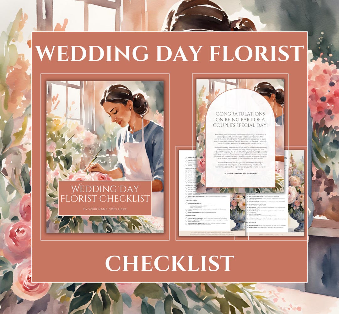 Wedding Florist Checklist Printable Event Florist Guide Business ...